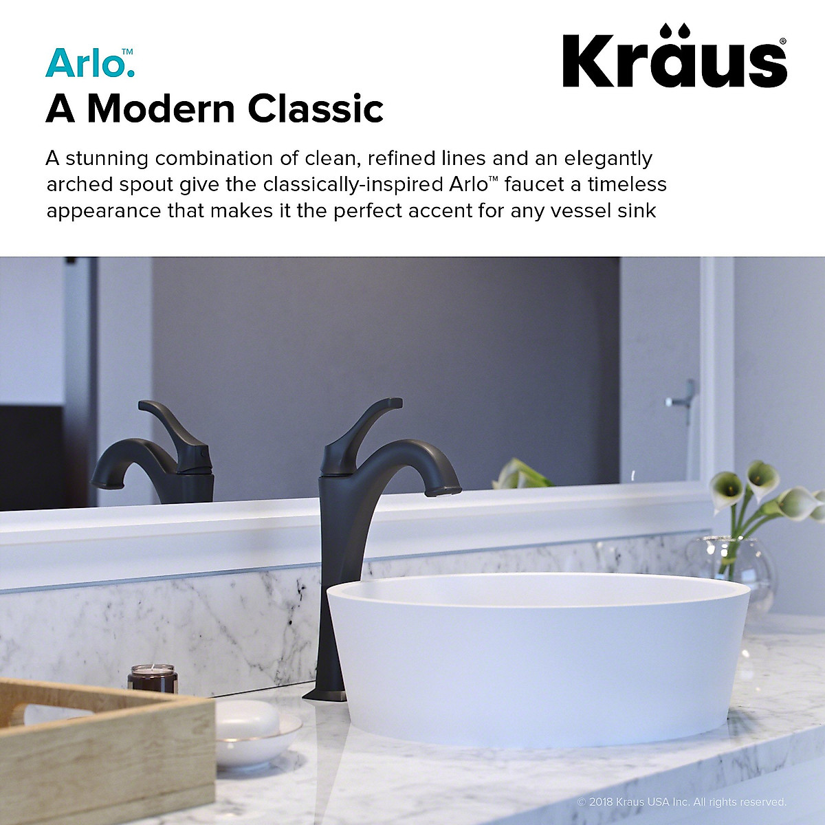 Kraus KVF-1200MB Arlo Bathroom Faucet, Matte Black