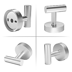 Silver Towel Hooks Robe Coat Hooks Bathroom Wall Hook Heavy Duty 304 Stainless Steel Towel Hanger Clothes Hook Holder for Bathroom Bedroom Kitchen Hotel Garage Home Office 4 Packs