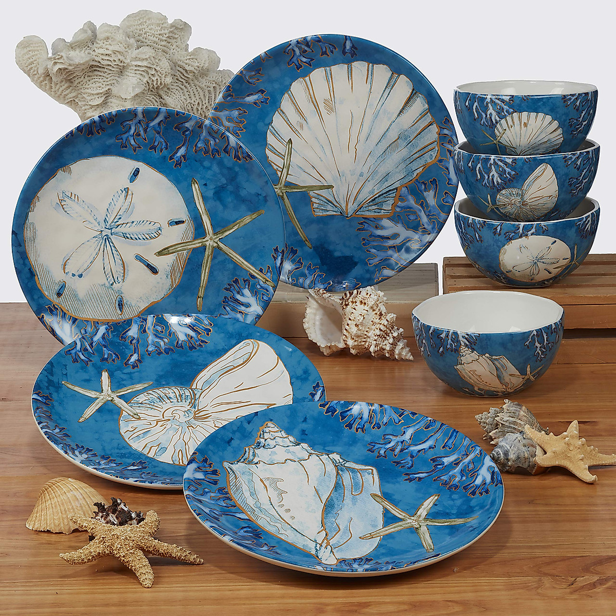 Certified International Playa Shells 40 oz. Soup/Cereal Bowls, Set of 4,