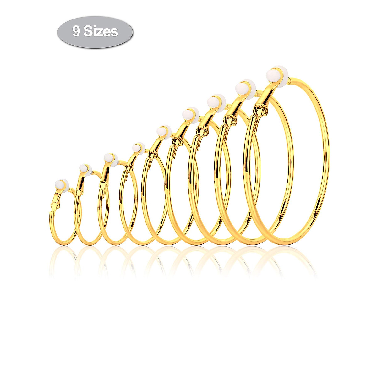 Sumind 6 Pairs Clip on Hoop Earrings Hoop Gold Earrings Non Piercing Earrings Set for Women, 6 Sizes