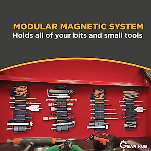 Gear Hub Bit Holster | NEW and IMPROVED Magnetic Drill Bit Holder and Organizer - Holds 10 Bits & 20 Screws - Attaches to Drill, Belt, or Any Metal Surface