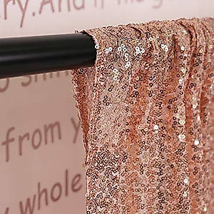 TRLYC Rose Gold Sequin Backdrop Curtains 2 Panels 2x8ft Glitter Rose Gold Curtains Decoration for Wedding Dirthday Party Christmas