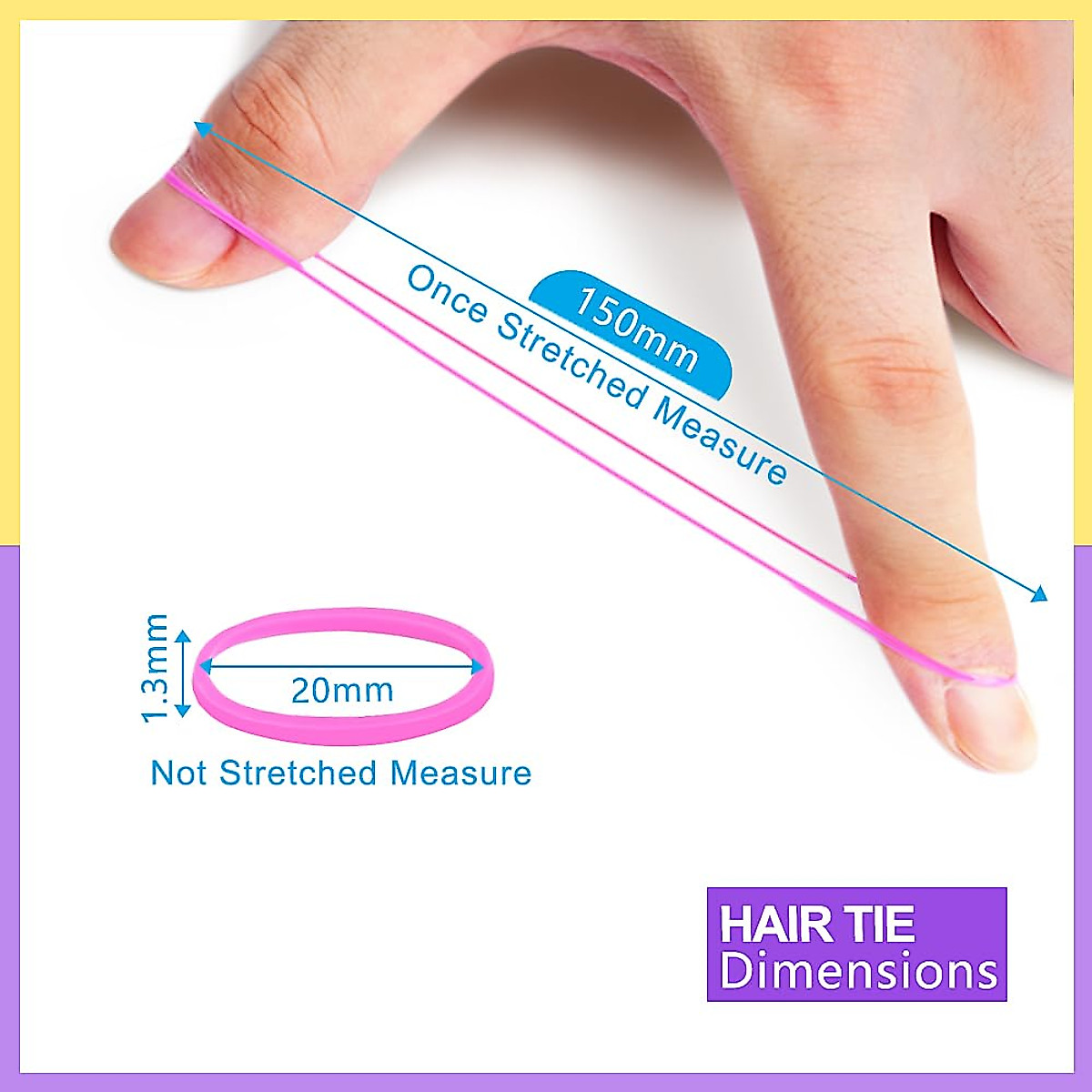 Colored Rubber Hair Bands, TsMADDTs 1500PCS No-Damage Hair Ties for Kids' Braids (1.3mm x 20mm)