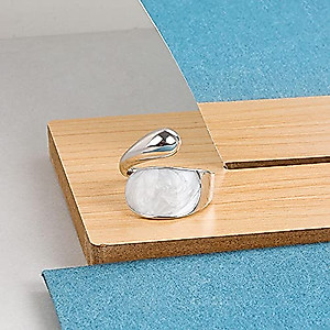 HUANXI 925 Women'S Sterling Silver Fashion Simple Adjustable Ring White, One Size