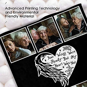 Custom Memory Throw Blanket Your Wings Were Ready But My Heart Was Not Floral Blanket Personalized Memorial Gift Blanket Sympathy Gift for Loss of Father Mother Loved One in Heaven 40X50 Inch