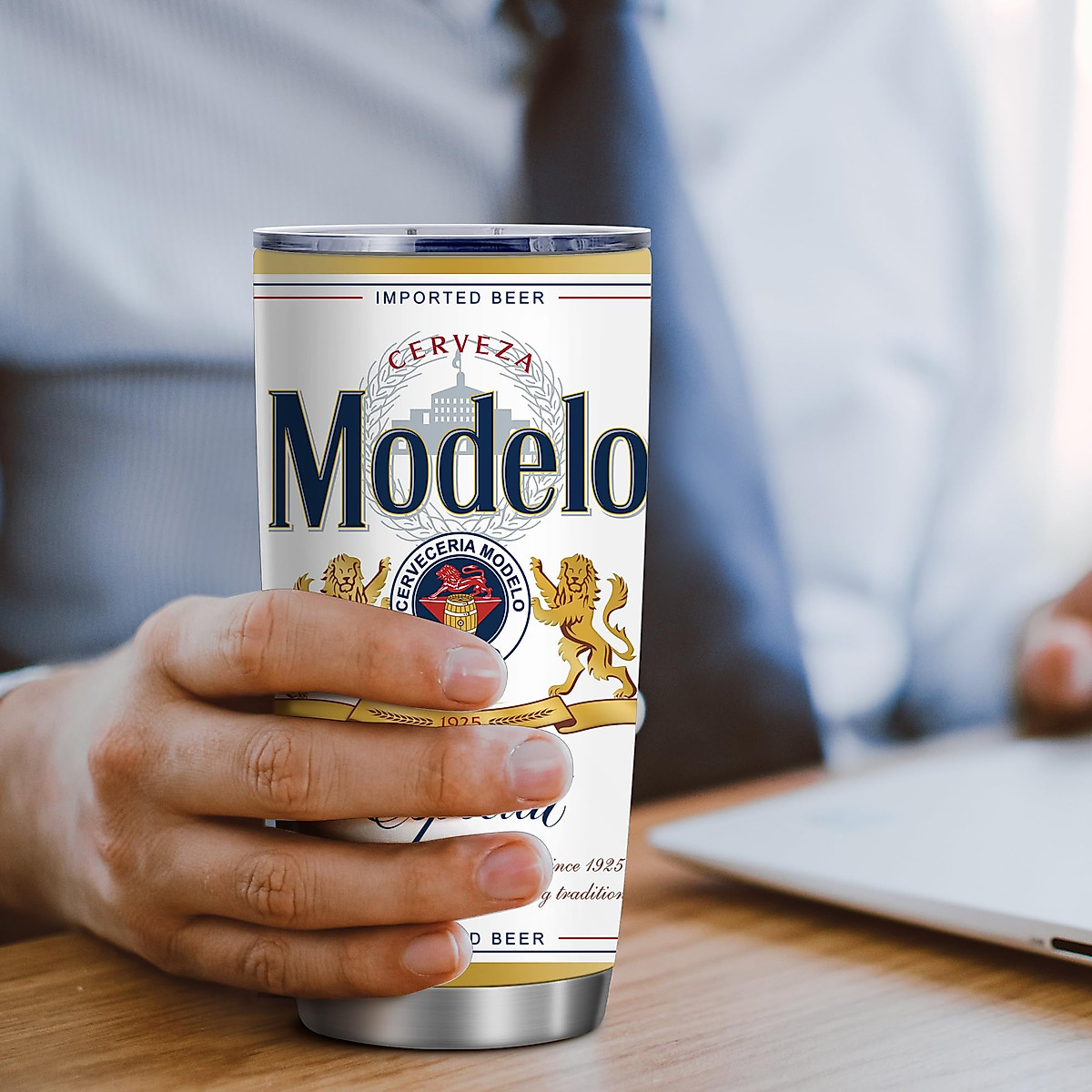 ATHAND 20 oz Modelo Beer Inspired Tumbler Cups with Lid, Stainless Steel, Double Wall, Insulated Tumblers Travel Coffee Mug, Birthday Christmas Gifts For Women Men