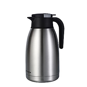 Heritage66 Stainless Steel Thermal Coffee Carafe Triple Wall Thermal Vacuum insulated 12 hours heat Retention/24 hours cold Retention Tea, Water, and Coffee Dispenser (2 Liter wide mouth)