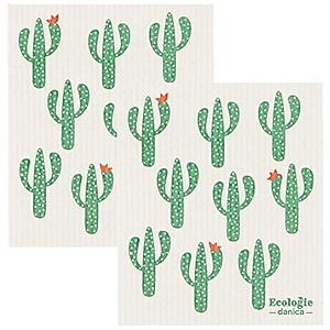 Ecoloie Swedish Sponge Reusable Dishcloth Cacti 6.5 x 8 inches, Set of 2