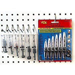 FTG USA Wood Countersink Drill Bit Set 6 Sizes Set Countersink HSS M2 Tapered Drill Bits, Quick Change Hex Shank Countersink bit, with 6 Storage Containers, 2 Stop Collars, 1 Allen Wrench