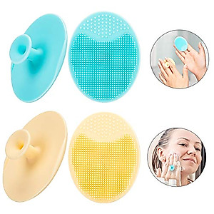 4 Pack Face Scrubber,JEXCULL Soft Silicone Facial Cleansing Brush Face Exfoliator Blackhead Acne Pore Pad Cradle Cap Face Wash Brush for Deep Cleaning Skin Care