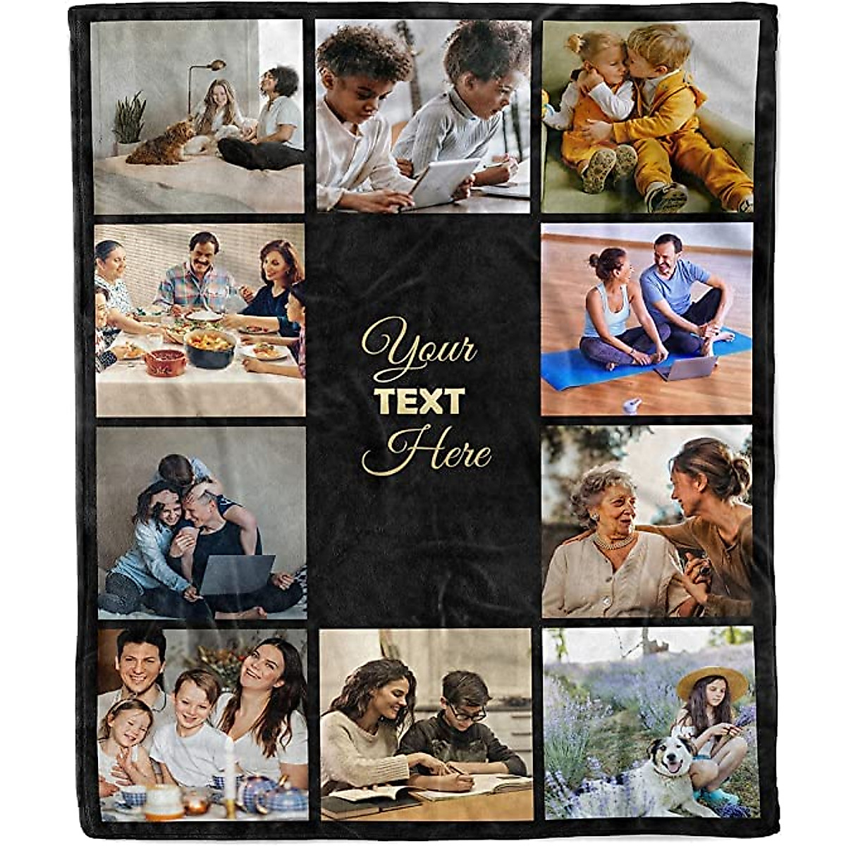 Taka Deal Customized Photo Blanket - Collage Blanket with Text. Make Your Own Fleece Throw Blanket. Gift for Valentine, Anniversary & Birthday. (Photo Blanket 28, 60"X80")