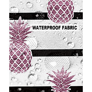 Outdoor Waterproof Throw Pillow Covers Pink Pineapple Lumbar Pillowcases Black Stripe Decorative Outdoor Pillows Cushion Case Patio Pillows for Sofa Couch Bed Garden 18 x 18 Inches