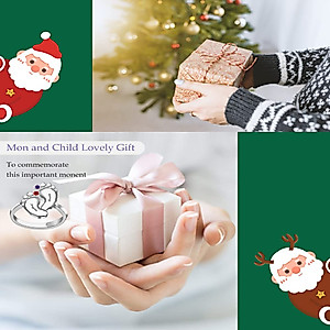 BAUMA Personalized Mothers ring with 2 Simulated Birthstones Baby Feet Ring with 2 Names Engraved Custom Mom Ring for Christmas