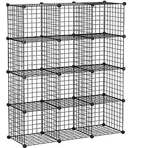 BASTUO Wire Cube Storage, Multipurpose Metal Cube Storage Organizer, Square Wire Storage Cubes (16 Cubes, Black)