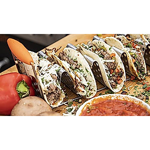 Blackstone 5173 Deluxe Holder Stand Pack of 2 Stainless Steel Racks with Heat Resistant Handles-One Tray Holds 6 Tacos-Dishwasher Safe, Orange/Silver