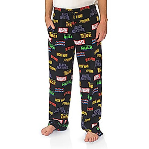 Marvel Classic Comic Logo Pajama Lounge Sleep Pants for Men (X-Large) Black