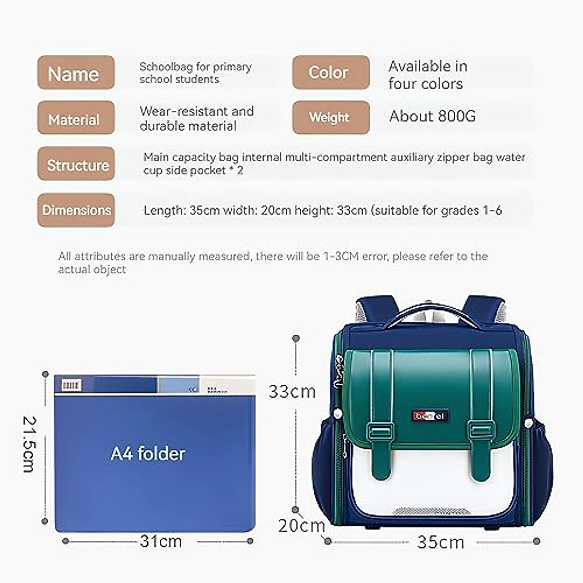 KEBEIXUAN Backpack for Boys Stylish Foldable Kids Backpack Reflective Bookbag for Boys Elementary School 5-8 Years Old (green)