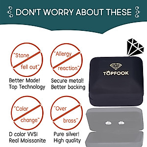 Moissanite Diamond Earrings for Women 18K Yellow Gold Plated 925 Sterling Silver Bezel Set Round Studs Topfook Jewelry