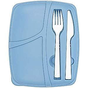 Travel Food Carrying Set w/ Fork and Knife - Southern Homewares - 3 Sections for Leftovers, Salad, and Other Food
