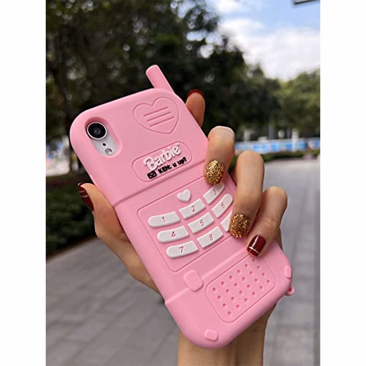 Filaco Pink Silicon Case Compatible with iPhone XR 6.1inch, 3D Cute Pink Retro Phone Case, Soft Protective Cover for Women Girls