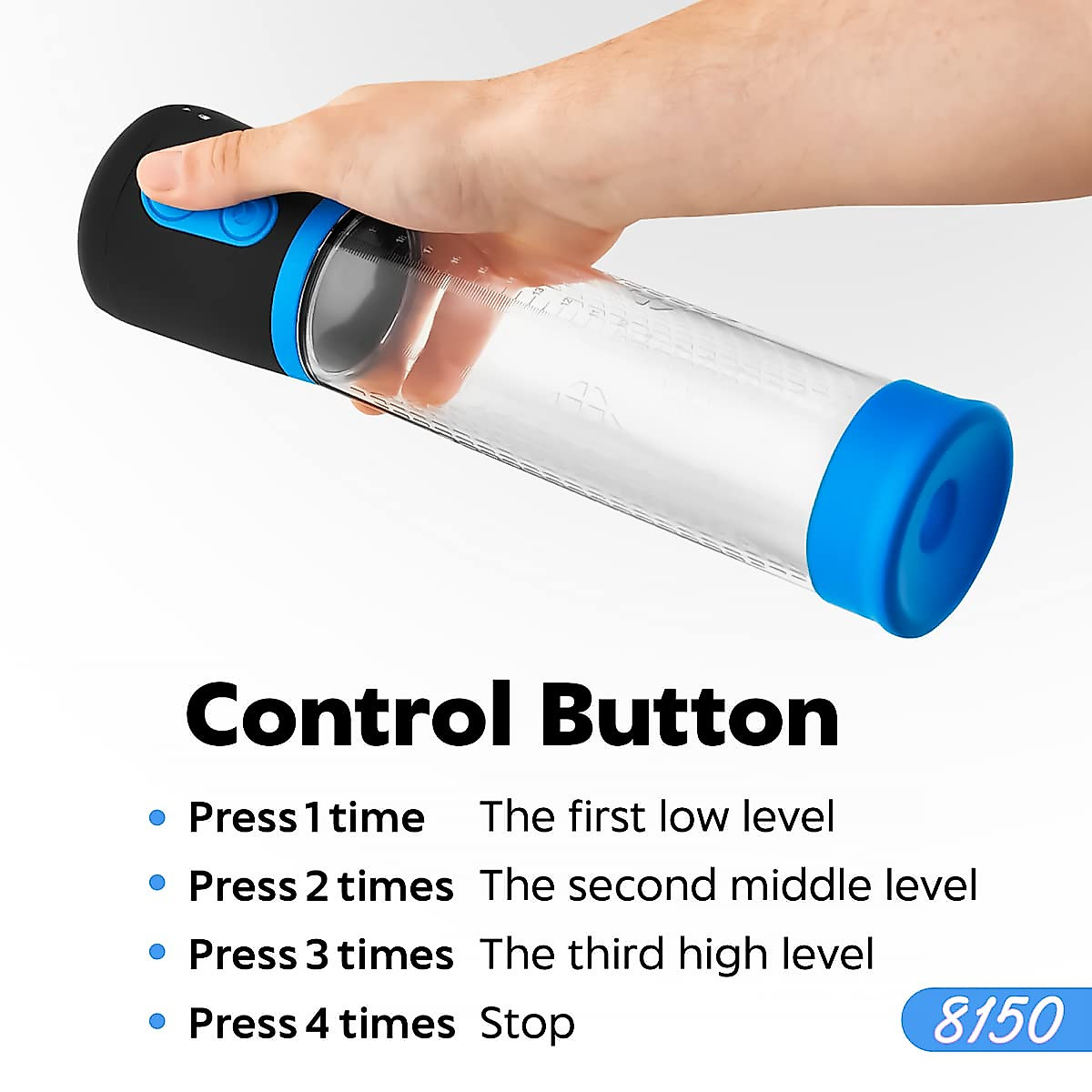 Electric Penis Vacuum Pump - Automatic Penis Enlargement Extend Pump with 3 Suction - Men Sex Toys - Pumps & Enlargers for Male Masturbation - Sex Toy Blue