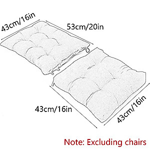 HERMJ Indoor Chair Cushions Non Skid Slip Backed Set of Upper and Lower with Ties,2 Piece Thick Chair Mat for Office Car Dining Room Kitchen Outdoor