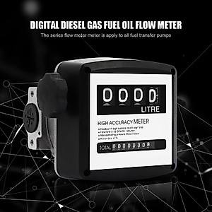 Fuel Flow Meter 1 Inch Gauge 3 Digital for Diesel Tank Transfer Pump Counter ±1% High Accuracy 32 GPM 142 PSI Gas Oil Flowmeters 20-120 LPM