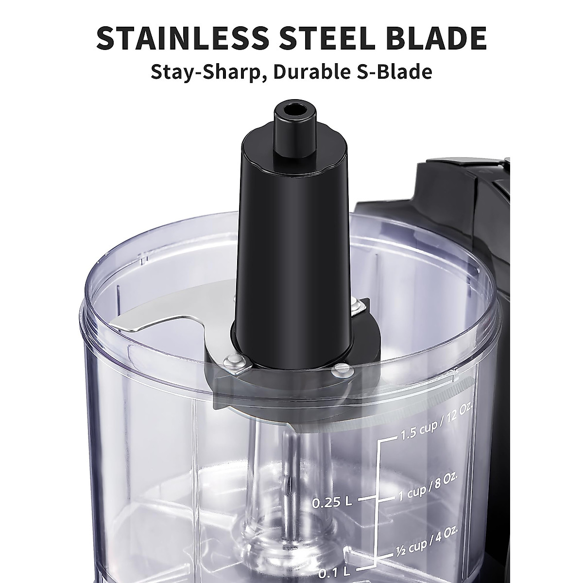 Reemix 1.5-Cup One-Touch Electric Food Chopper, 100W Mini Food Processor Meat Grinder, Mix, Chop, Mince and Blend Vegetables, Fruits, Nuts, Meats, Stainless Steel Blade (Black)