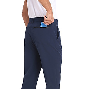 MoFiz Lightweight Slim Fit Golf Pants Stretch Pants Works Dress Comfort Light Trousers for Traveling Navy Size 34W
