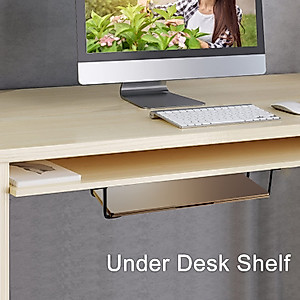 Under Desk Laptop Mount, Under Desk Shelf Bracket Compatible with Devices Tall Maximum 2.7”, Aluminum Under Desk Laptop Holder Stand Tray for Laptop, MacBook, Keyboard, Modem, Playstation 4 & More