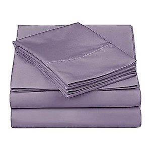 SUPERIOR 100% Egyptian Cotton 530 Thread Count Solid Sheet Set, California King, Lavender