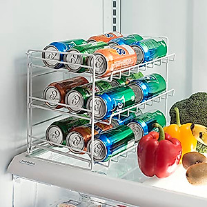 Home Basics Can Rack Organizer Food Storage Canned Food Soda Can Dispenser for Cabinet or Refrigerator White