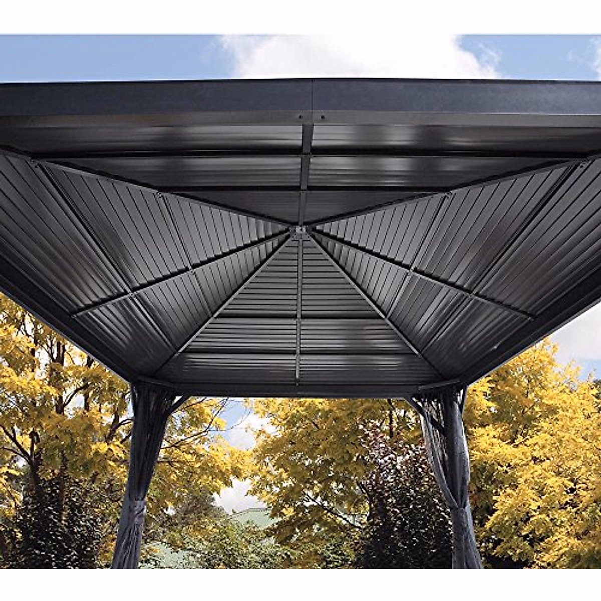 Sojag 12' x 12' South Beach Hardtop Gazebo Outdoor Weather-Resistant Aluminum Frame Shelter with Mosquito Net