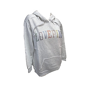 Victoria's Secret Pink Everyday Campus Pullover Sweatshirt Rhinestone Hoodie Color Gray Rainbow Shine Size X-Large New