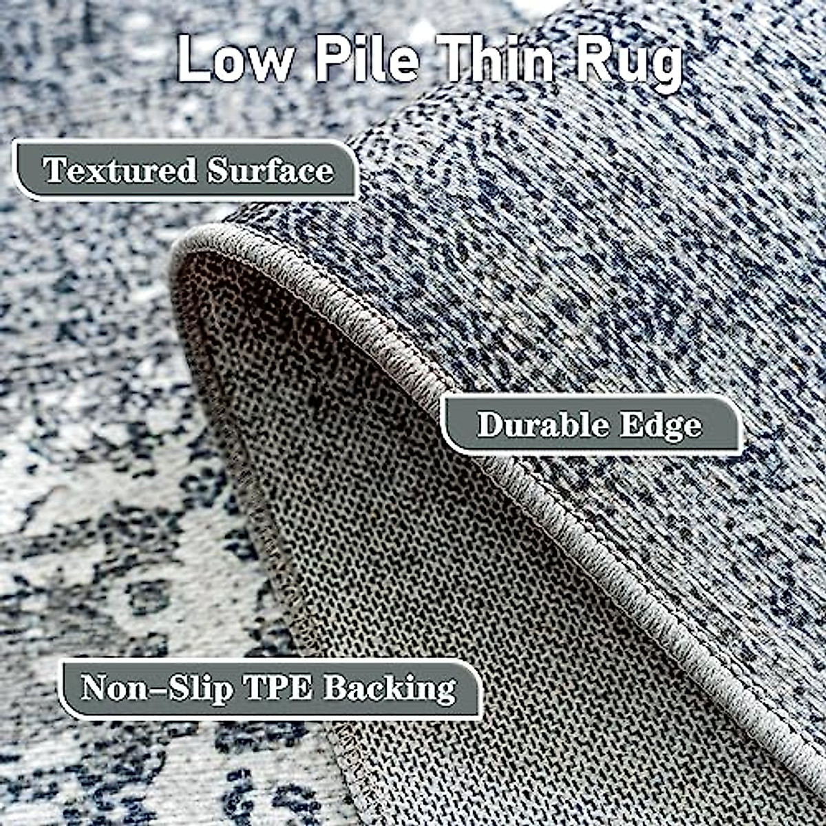 OMERAI Washable Rug 8'x10' Abstract Machine Washable Rugs Ultra-Thin Area Rugs for Living Room Non Slip Stain Resistant Modern Large Carpet for Bedroom Dining Room Office Grey Rug Washable (Grey)