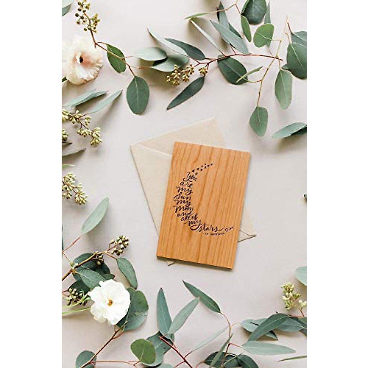 My Sun Moon Stars Wood Wedding Anniversary Card for Wife Husband Couple [Romantic Valentine's Day Card for Boyfriend Girlfriend, Made in the USA]