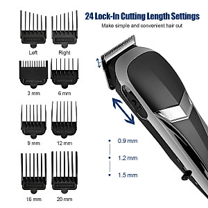 COSYONALL Hair Clippers for Men Pro Corded Hair Trimmer Cutting Kit with 8 Clipper Guide Combs Hard Storage Case for Hair Cutting (Black)