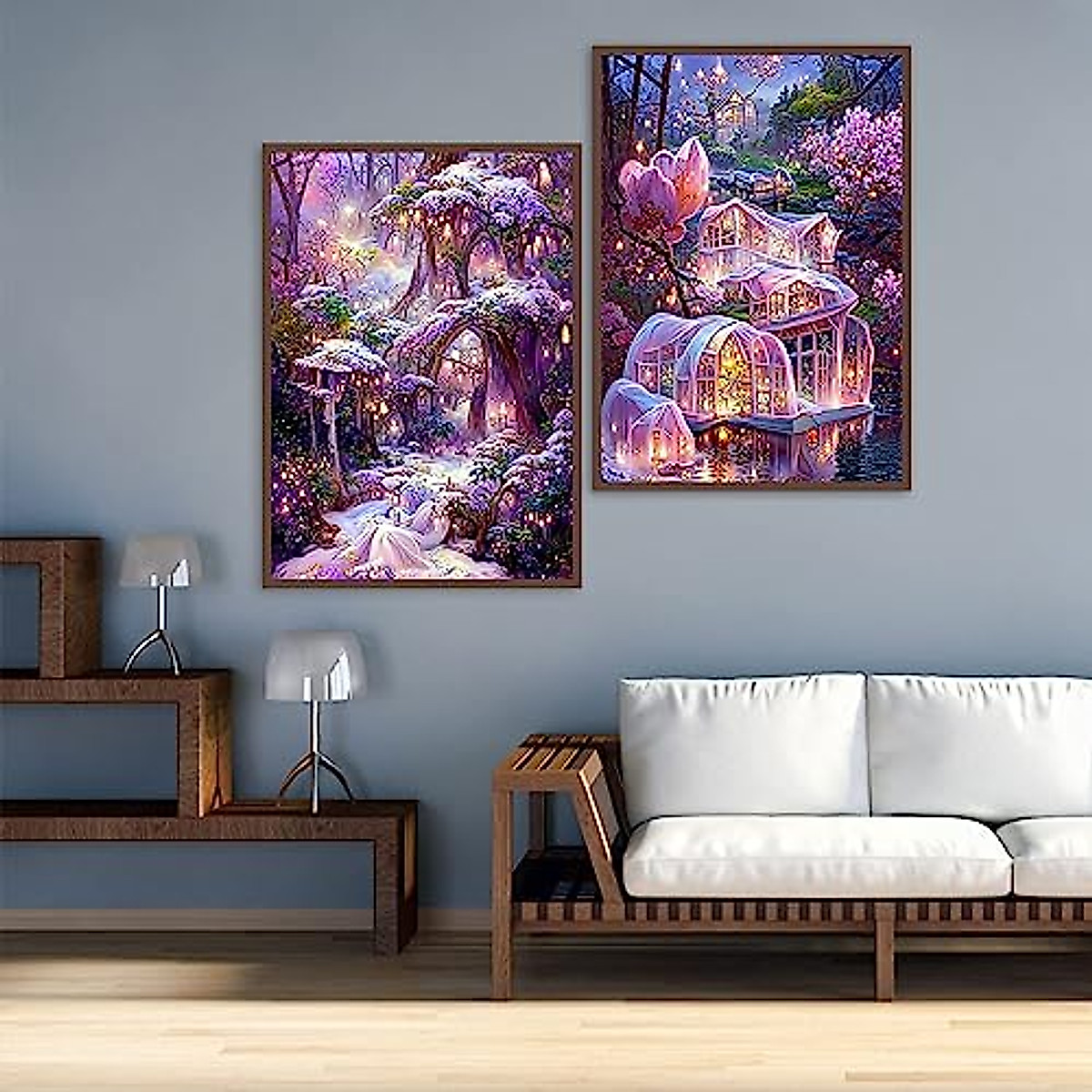 GemZono 2 Pack Diamond Painting Kits for Adults&Kids DIY 5D Diamond Art Paint with Round Diamonds Full Drill Gem Art Painting Kit for Home Wall Decor Gifts(12x16inch/30×40cm)