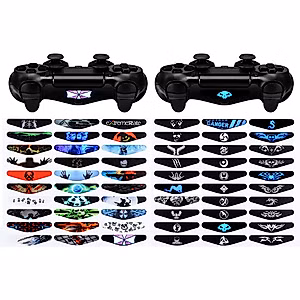 eXtremeRate 60 Pcs/Set Game Theme Led Lightbar Cover Skins for PS4 Controller, Custom Vinyl Light Bar Decals Stickers for PS4 Slim Pro Controller