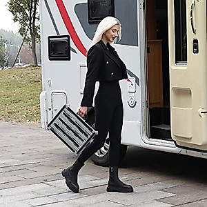 Homeon Wheels Safety RV Steps,Aluminum Folding Platform Step with Non-Slip Rubber Feet and Handle, More Stable Supports Up to 1000 lbs