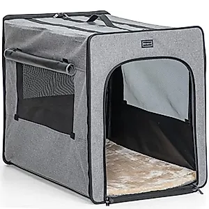 Petsfit Sturdy Wire Frame Soft Dog Crate, Collapsible for Travel (L: 31" x 21" x 26", Light Grey A)
