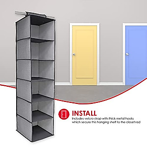 Home Basics SB39011 Hanging Closet Organizer, 6 Shelf, Grey