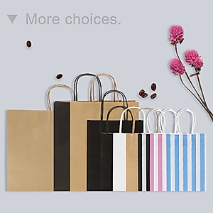 Ronvir 50Pcs Black Gift Bags, 10x5x13 Inches Paper Bags With Handles, Large Shopping Bags, Recycled Black Kraft Bags For Business, Retail, Christmas, Welcome, Wedding, Party, Holiday