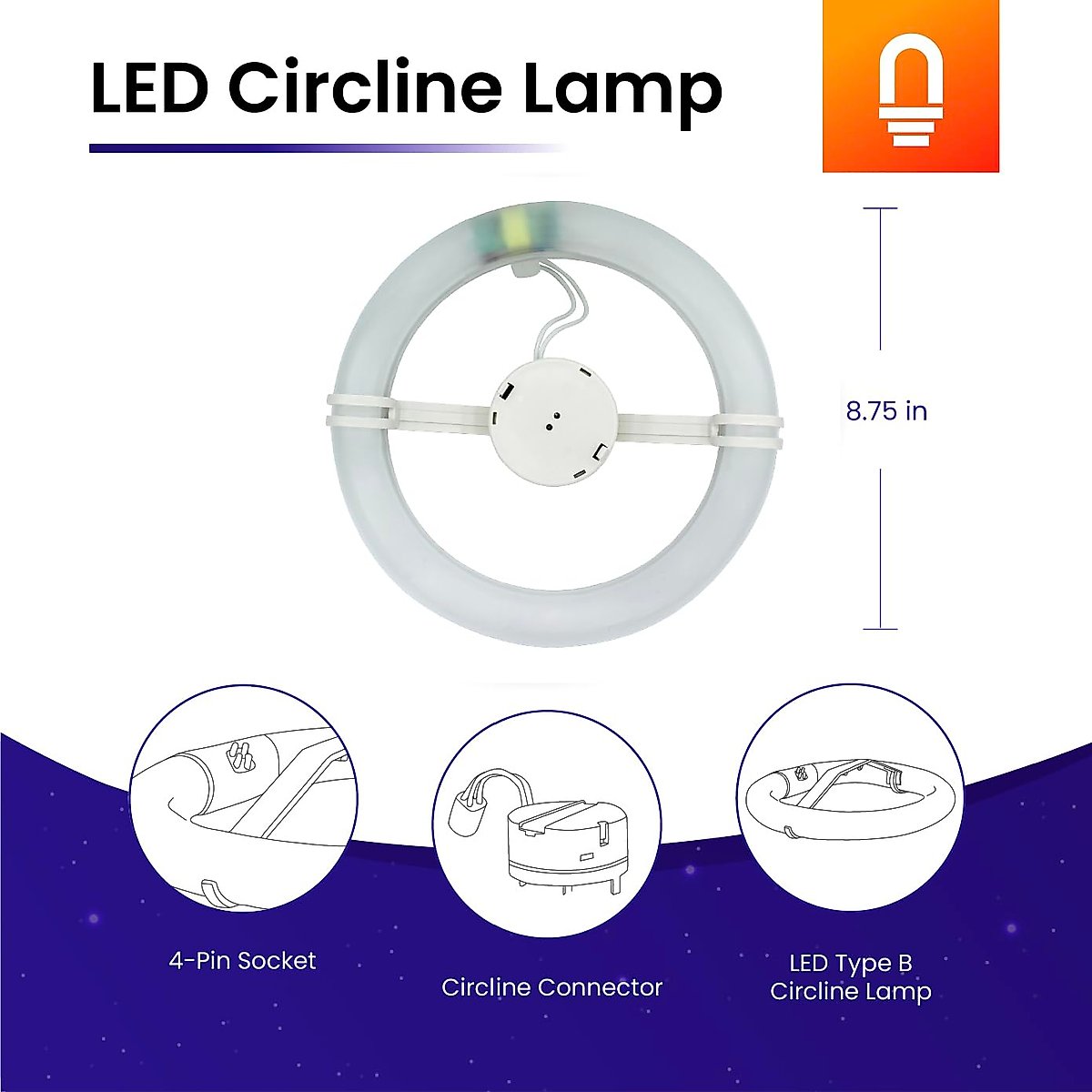 13W Replacement for TCP 32058 LED Circular Light by Lumenivo - T6 Bulb with G10Q-4 4-Pin Base - Energy Efficient Light - Non-Dimmable - 3000K Warm White - 1 Pack