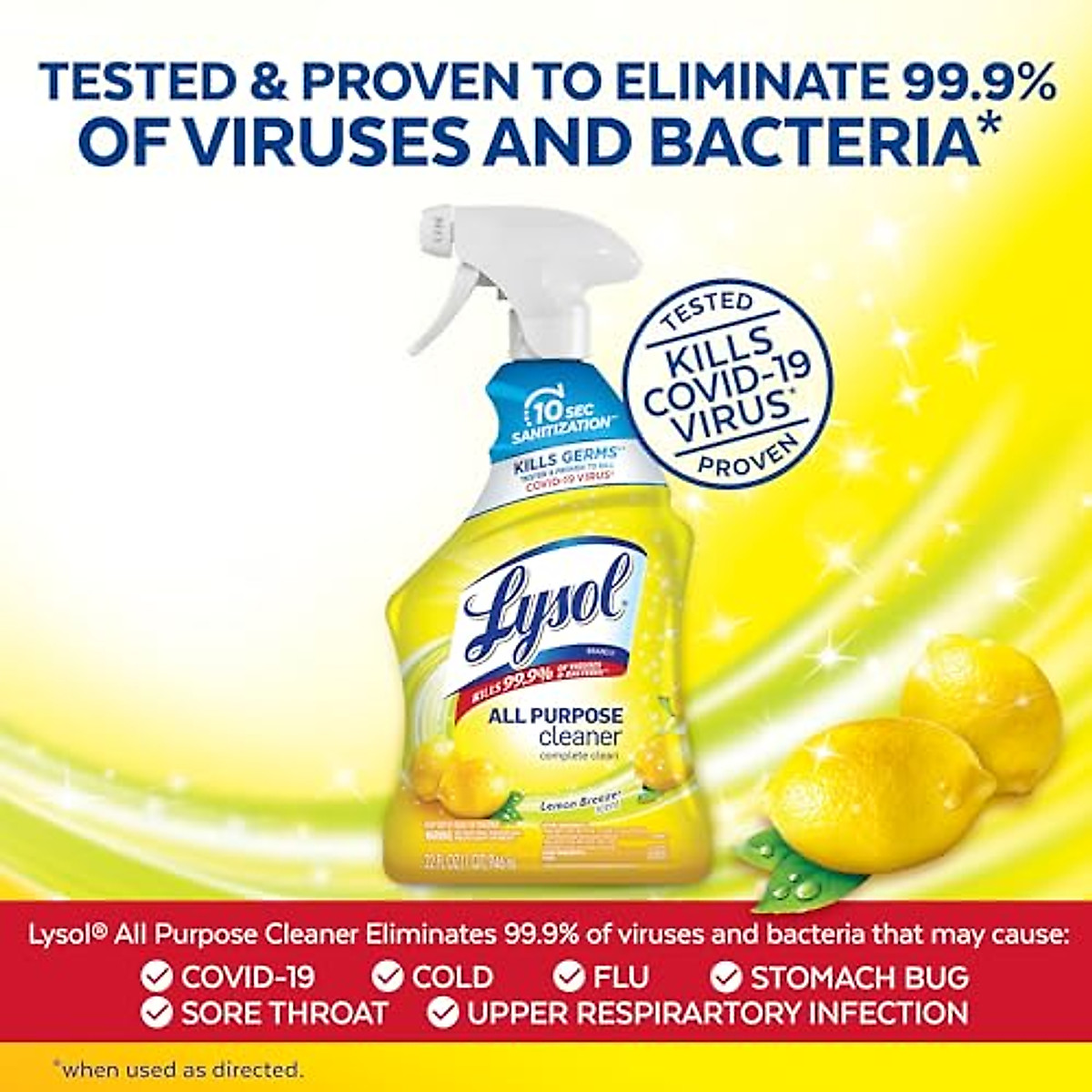 LYSOL All-Purpose Cleaner, Sanitizing and Disinfecting Spray, To Clean and Deodorize, Lemon Breeze Scent, 32oz, Pack of 2