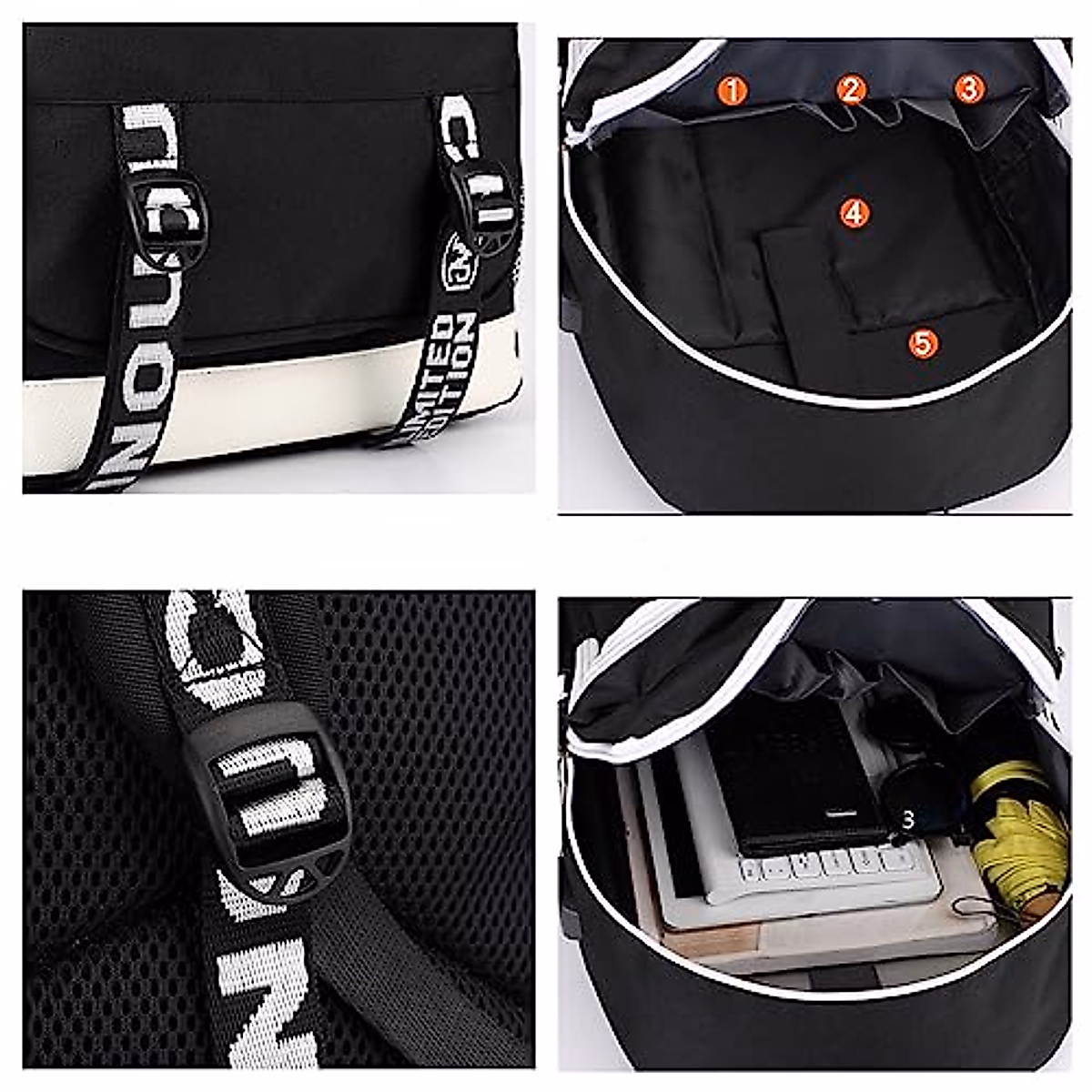 FSRONGXI 17Inch Bankugo Backpack Toga Laptop Backpacks Large Casual Daypack Anime Backpack with USB Charging Port (A)