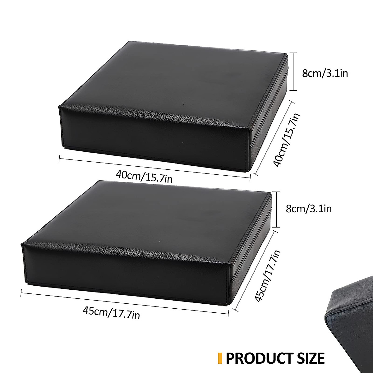 Ptosziav Leather Thick Not-Slip Chair Pads Memory Foam Chair Seat Cushion Removable Chair Padding for Office Dining Chair(Black 40cm/16in)