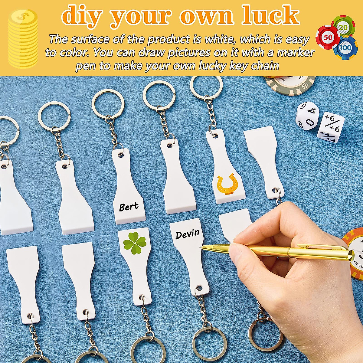 50 Pcs Lottery Scratcher Tool Plastic Scraper Tool Keychain Scoop Shape Lotto Scratcher Keyring Gambler Lucky Gift for Lottery Tickets Stickers Labels Films Sublimation Multifunction