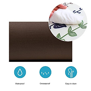 Abstract Coffee Bean Line Antifatigue Kitchen Bath Door Mat Cushioned Runner Rug, Washable Welcome Floor Sink Mat, Retro Brown Waterproof & Non-Slip Comfort Standing Doormat for Kitchen, 24"x36"