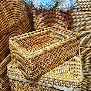 YYSS, Wicker Storage Basket Jewelry Rattan Stackable Sundries Key Magazine-Cosmetics Organizer Box Container (S)